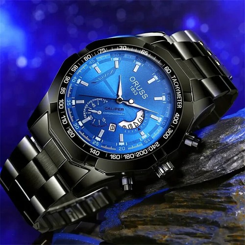 Black Fashion Cool Waterproof High-end Men's watch Holiday Gift New ...