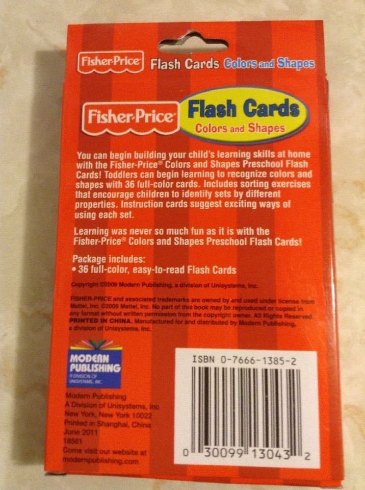 Fisher Price Flash Cards Colors And Shapes Ages 2-5 New | eBay