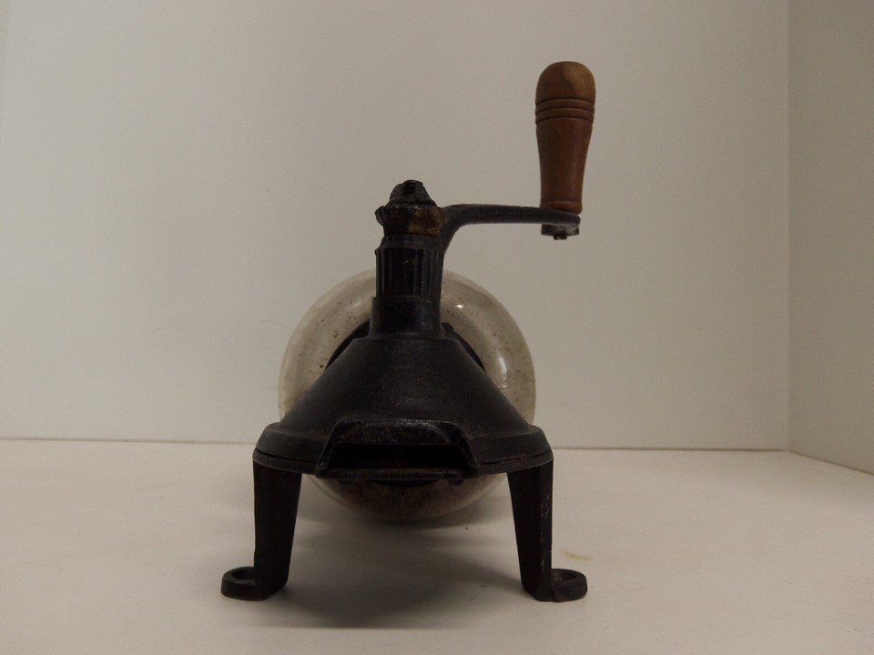 Vintage Arcade 25 Cast Iron Glass Jar Hopper Wall Mount Coffee Grinder ...