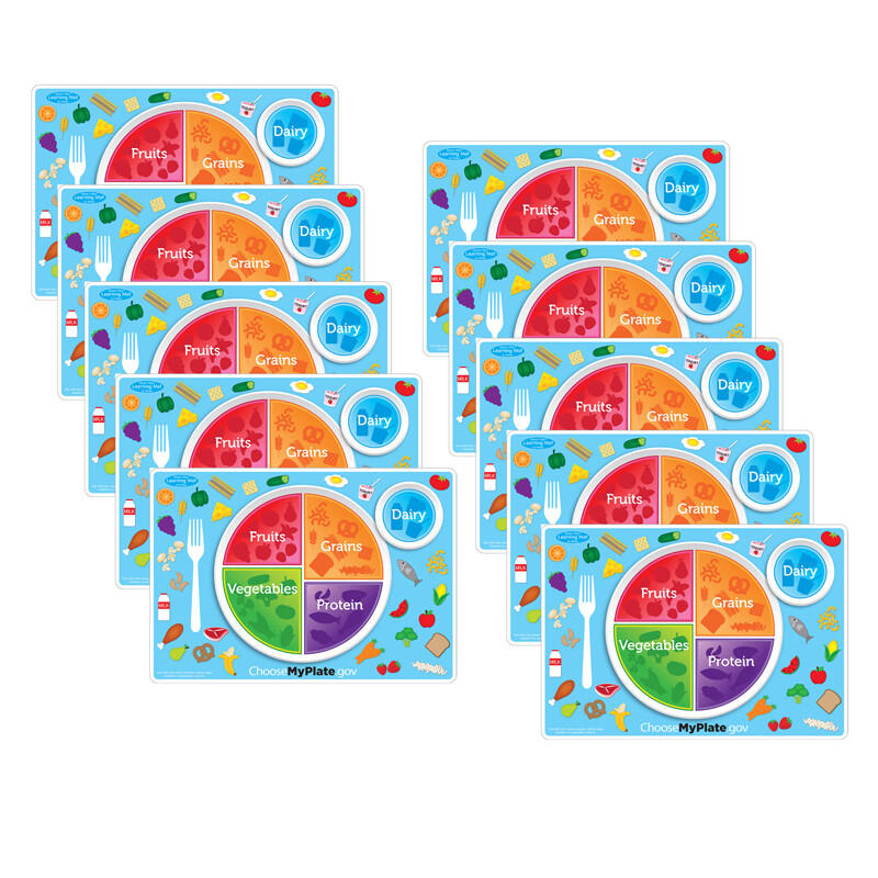 Smart Poly Learning Mats, 12" x 17", Double-Sided, MyPlate.gov, Pack of ...