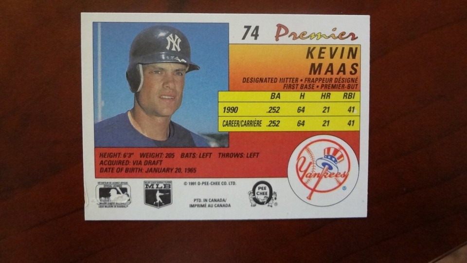 1991 O-PEE-CHEE PREMIER # 74 KEVIN MAAS BASEBALL CARD | eBay