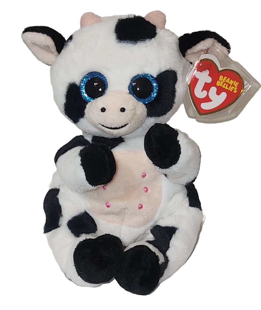 Ty Beanie Baby Bellies - HERDLY the Cow 6" NEW MWMTs Plush Stuffed ...