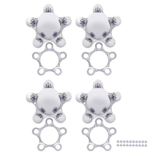 United Pacific Center Caps Bullet Style Bolt-on Steel Chrome Set of 4 ...