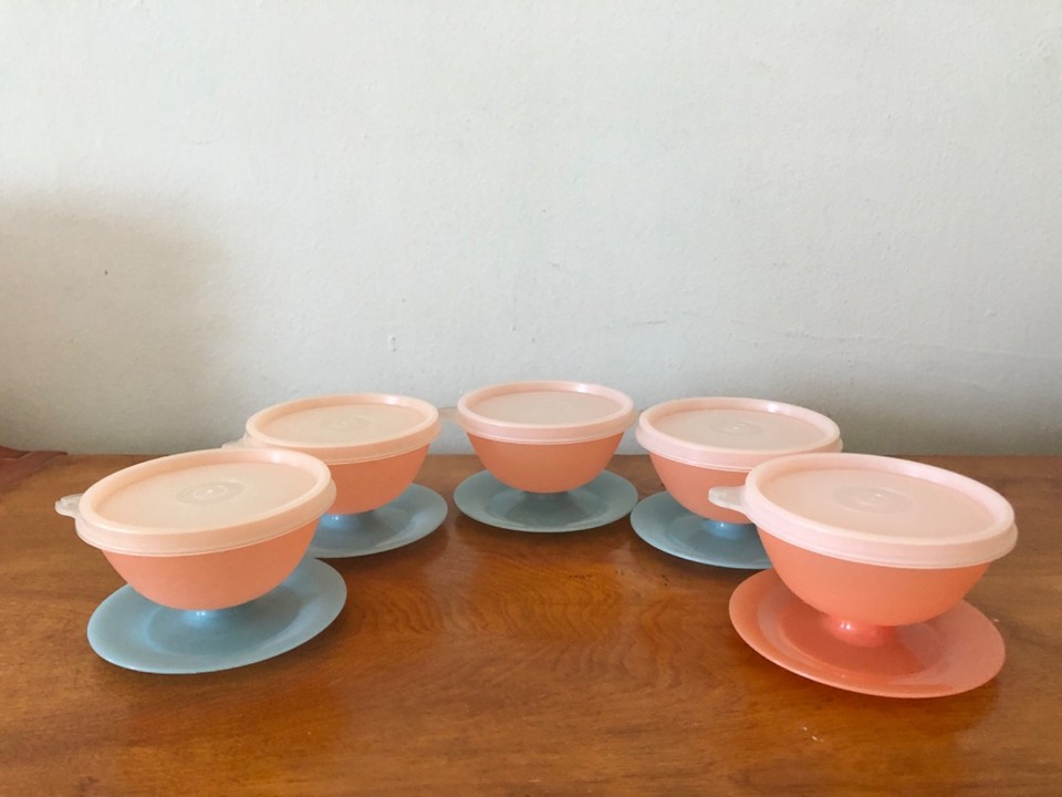 TUPPERWARE DESSERT SET/ICE-CREAM/SNACK CUP/CONTAINER W/SEAL*EXCE USED ...