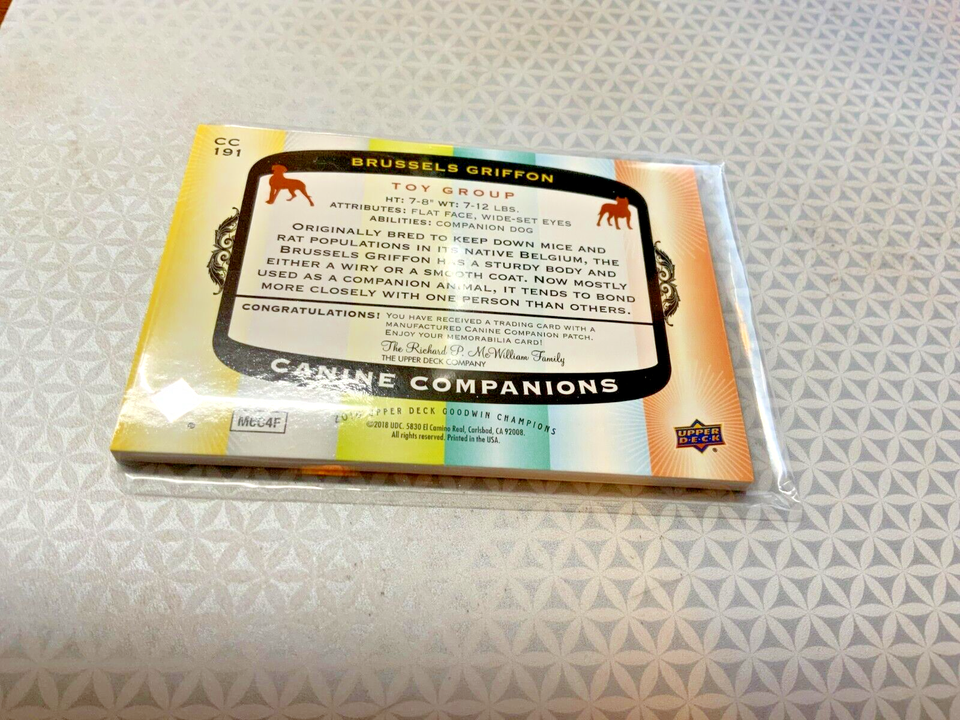 2018 BRUSSELS GRIFFON GOODWIN CHAMPIONS CANINE COMPANIONS PATCH #CC191 ...