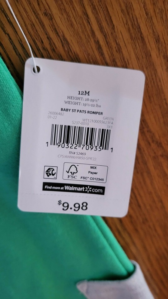 Way 2 Celebrate NEW♈Lit'l One's Romper size 12mos~Green/white St ...