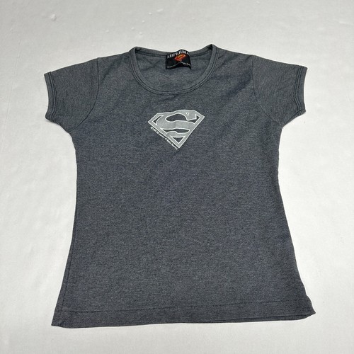 VTG Superman 1994 DC Comics womens t-shirt Gray Short Sleeve Logo Made ...