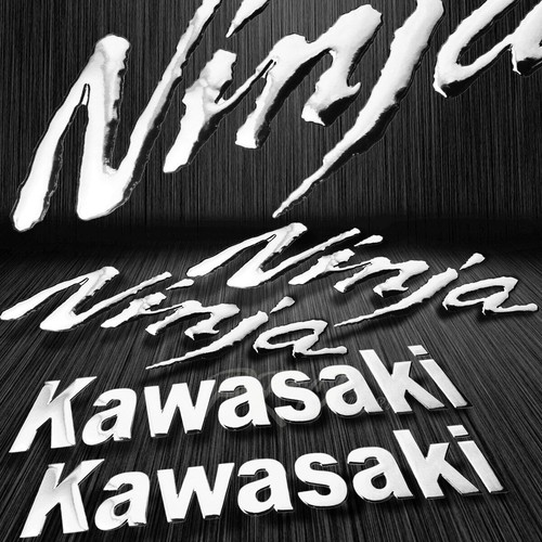 8" 3D Vinyl Kawasaki Letter Decal+6.25" Ninja Logo Sticker ZXR ZZR ...