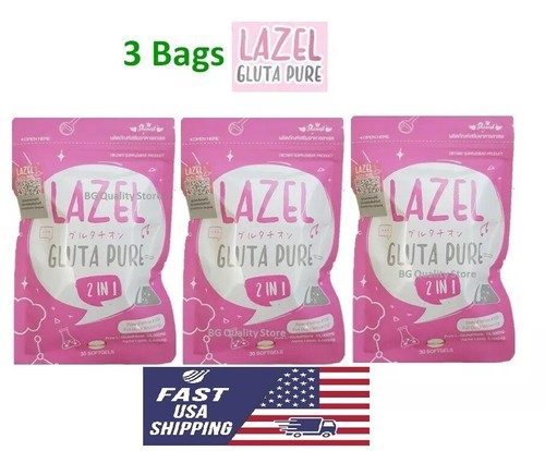 3 Bags LAZEL Gluta Pure L Glutathione Supplement Antioxidant Glow Skin ...