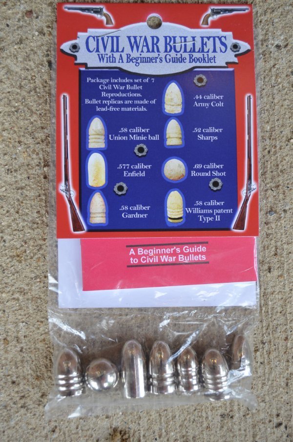 Civil War Replica Pewter Bullets Minnie Ball 7 Piece Set Gettysburg ...