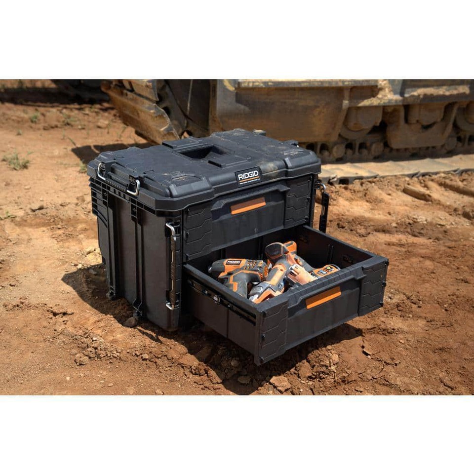 RIDGID 2.0 Pro Gear System 22 in XL 2 Drawers Modular Tool Box Storage ...