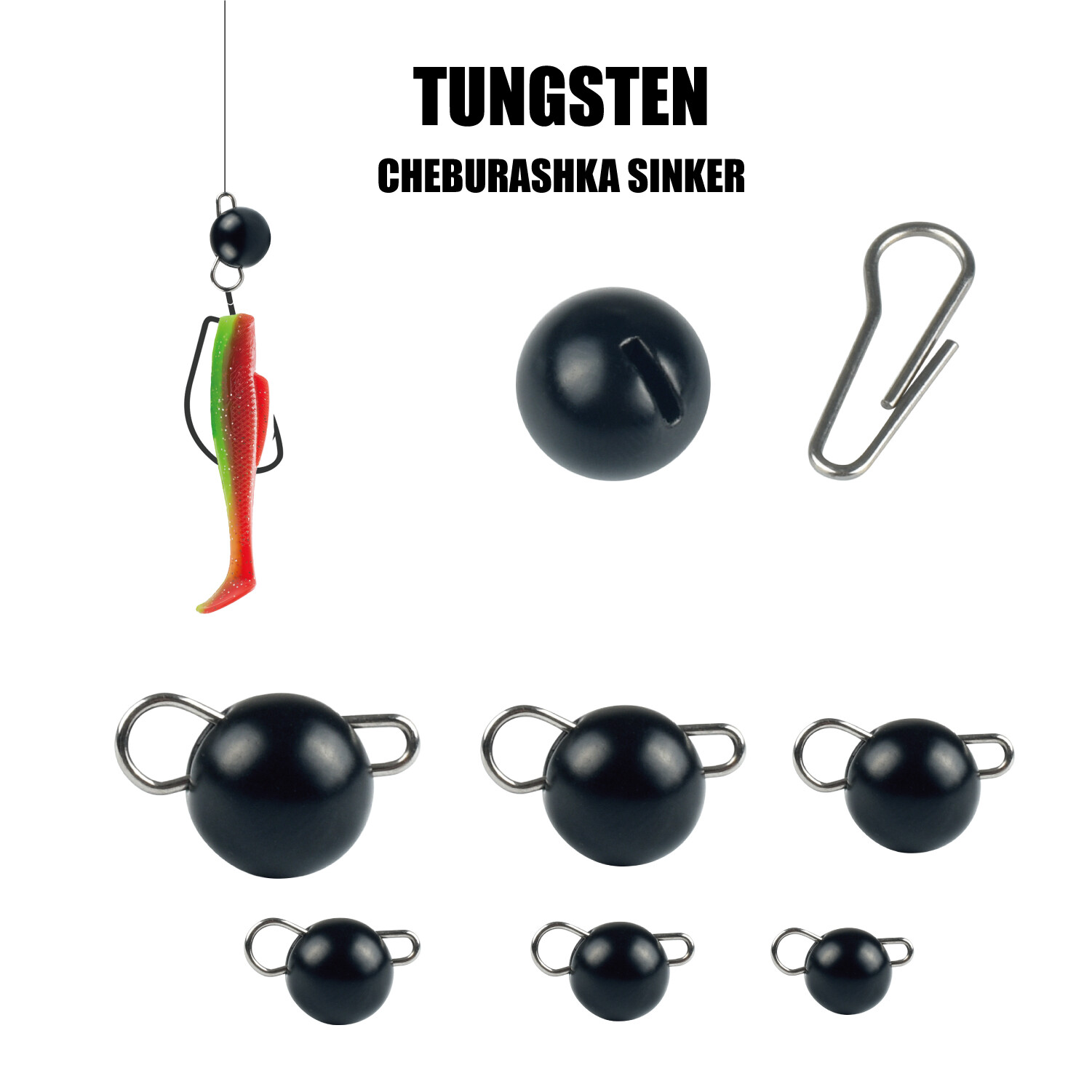 MUUNN 10 Tungsten Cheburashka Cheb Ball Sinkers Weights Jig Head 1g~30g ...