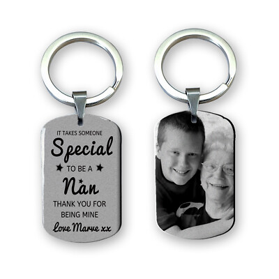 Personalised Nan Customised Photo Gift Keyring Engraved Mothers Day ...