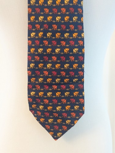 Austin Reed England Tie Orange/Blue/Gold Pure Silk Necktie Elephant ...