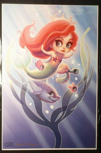 NATHAN SZERDY SIGNED 12X18 ART PRINT THE LITTLE MERMAID ARIEL CHILD ...