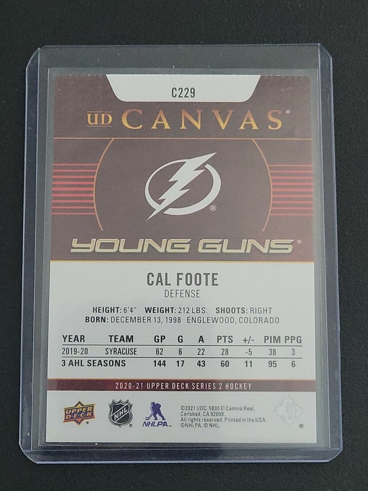 2020-21 Upper Deck UD Canvas Young Guns Cal Foote #C229 Rookie RC | eBay