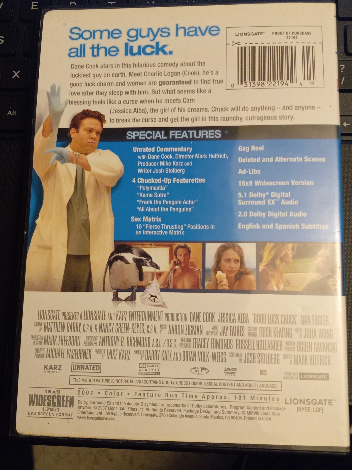 Good Luck Chuck (dvd 2007 Unrated Widescreen) Jessica Alba Dane Cook ...