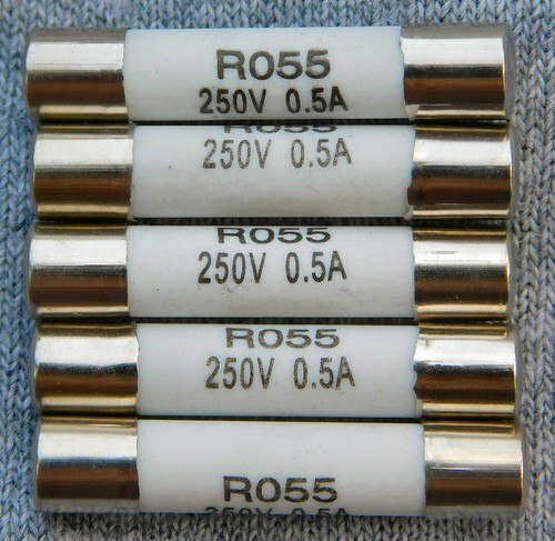 5 Pcs R055 .5A 250V 5X25mm FAST BLOW Ceramic Fuse ~ Fast USA 1st Class ...
