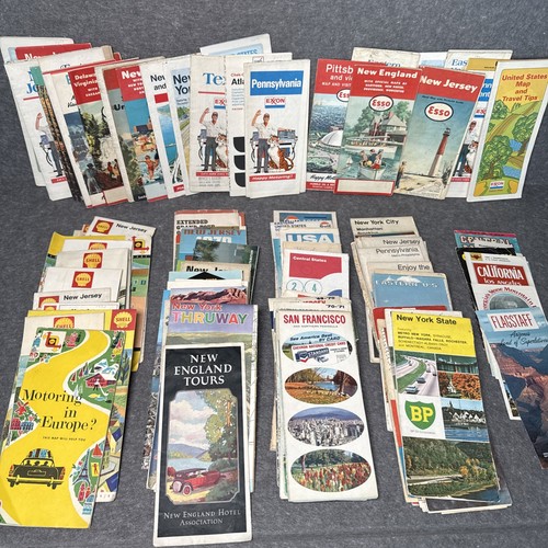 Vintage Travel Folding Road Map Lot (90+) Shell Esso Gulf Mobil Gas Oil ...