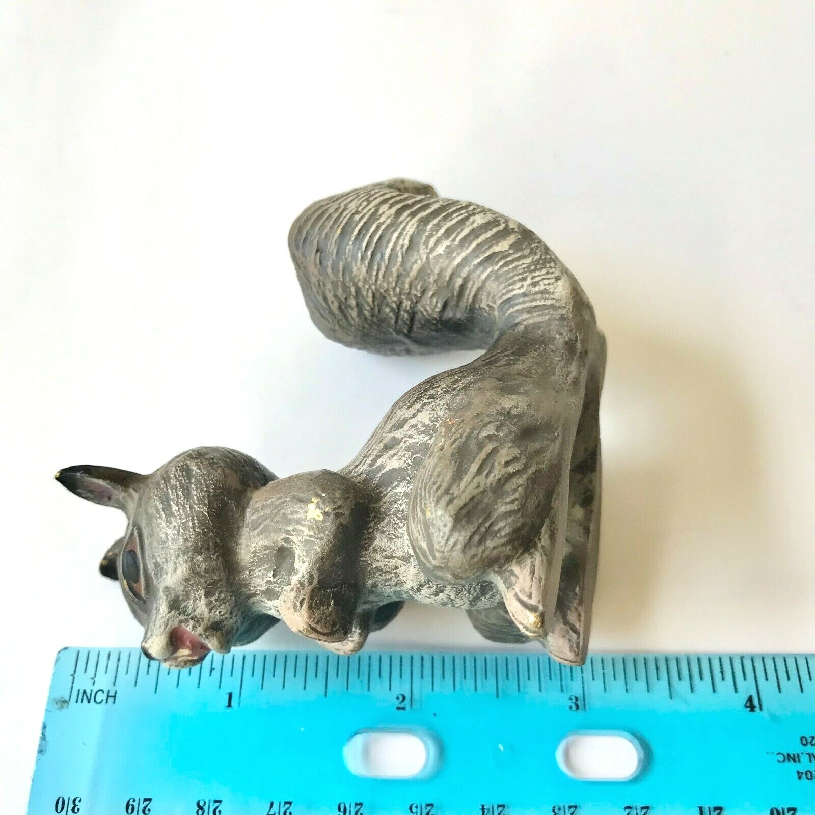 Vintage Squirrel Figurine Heavy Solid Metal Painted Brass Sculpture ...