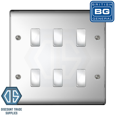 BG Polished Chrome 6 Gang Light Switch 2 Way Custom Grid Switch Mirror ...