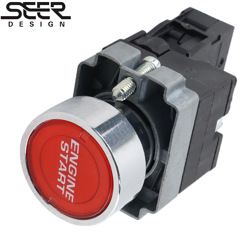 LED Racing Car Engine Power Start 12V10A Push Button Ignition Red ...