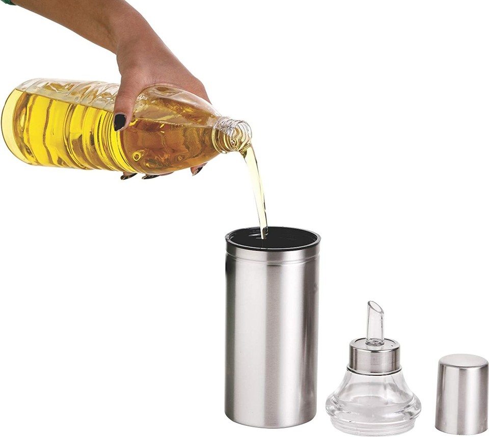 Stainless Steel Oil Pourer/Dispenser, 1 Litre, Silver Kitchen Accessory ...