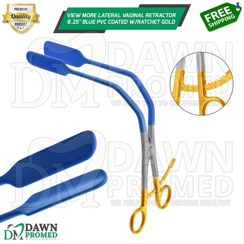 View More Lateral Vaginal Retractor 8.25″ Blue PVC Coated W/Ratchet ...