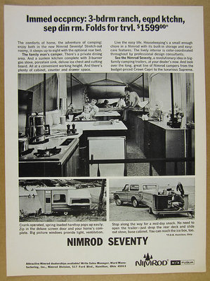 1970 Nimrod SEVENTY Camping Trailer Camper 3x photo vintage print Ad | eBay