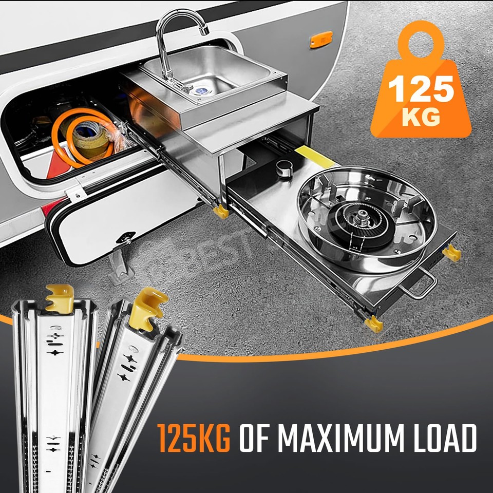 Heavy Duty Drawer Slide Rails Runners Locking Ball Bearing Guide ...