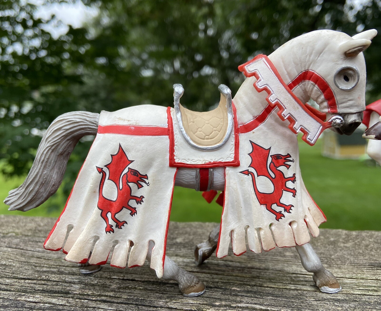 Lot of 2 Schleich & PAPO Red Dragon Jousting Horses 70046 2005 4 Inches ...