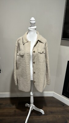 Joie Teddy Sherpa Oversized Button Up Jacket Shacket Cream Size m | eBay