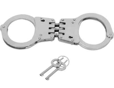 Steel Handcuff Silver Alcyon Double Lock Speed cuffs Quick Lock Hinged ...