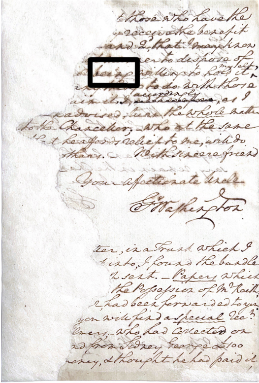 George Washington Handwritten Word Removed From an Autograph Letter ...