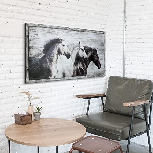 Picture Wall Decor: Framed Rustic Painting, 40 x 20 Inches Western ...