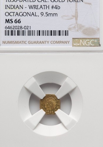 1856 California Gold Token, Indian, Wreath #4b, / NGC MS66 / Locke's ...