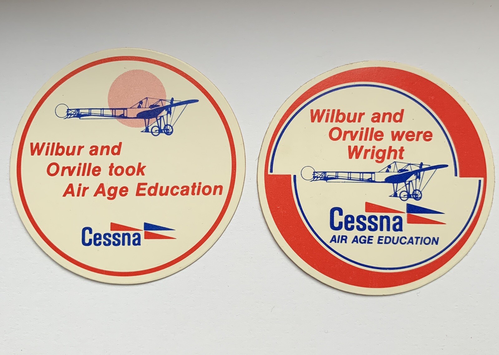 2 CESSNA ROUND DECALS STICKERS Air Age Education Wright Brothers 2 1/2 ...