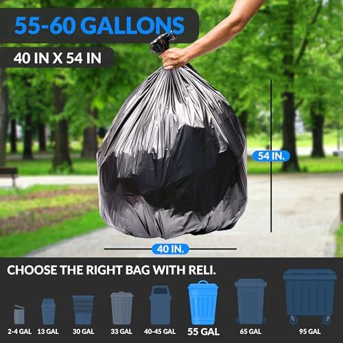 Reli. Easy Grab Trash Bags 55-60 Gallon 150 Count Made in USA | Star ...