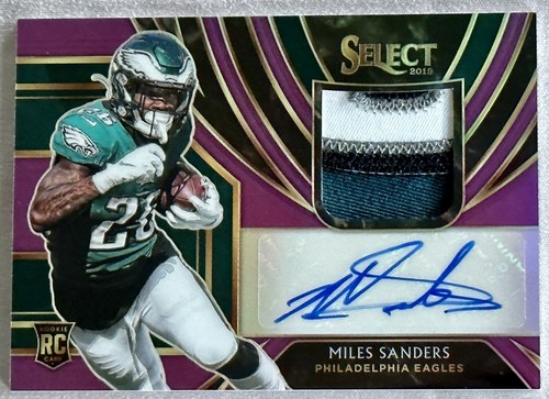 MILES SANDERS 2019 Select Purple Prizm Patch Autograph Auto Rookie RC ...