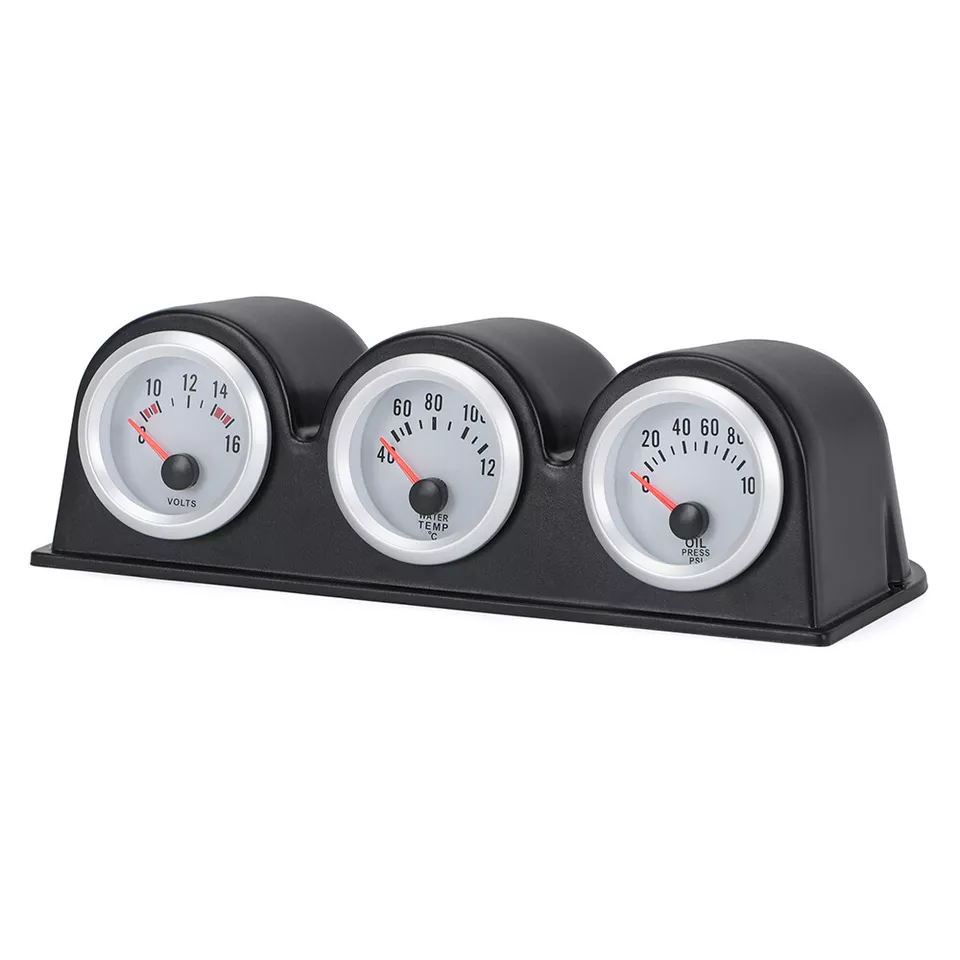 52mm Auto Gauge Set 3in1 Gauge Digital Dash Voltmeter Temperature Oil ...