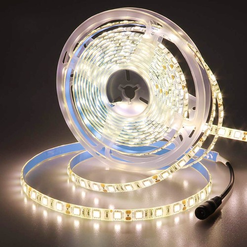 12V Warm White LED Strip Lights 3000-3500K 16.4ft/5M IP65 Waterproof ...