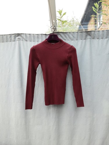 Primark Purple Soft Viscose Blend Ribbed Knit Mock Neck Jumper Size S ...