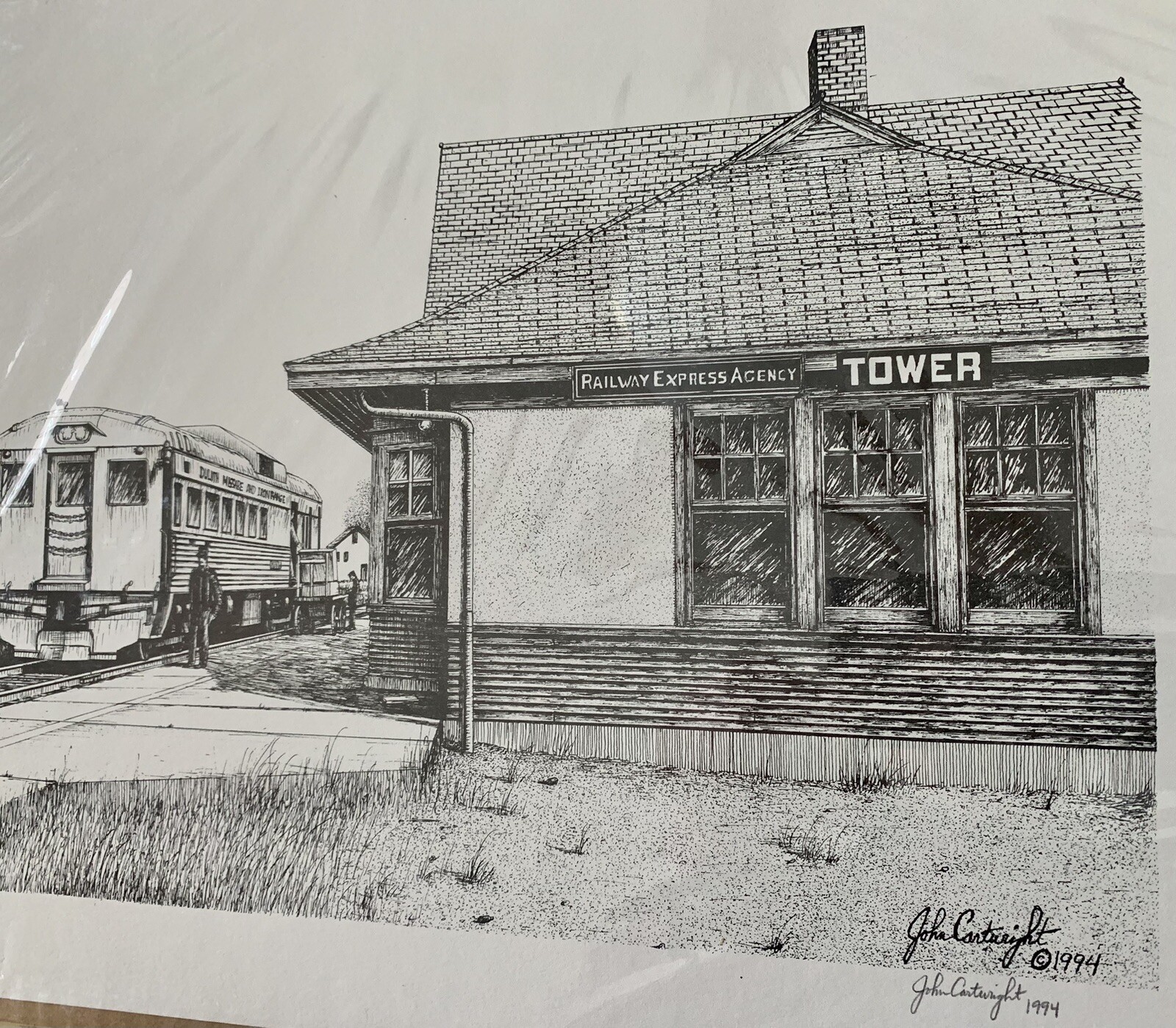Tower Minnesota Railroad Train Depot Drawing John Cartwright Signed ...