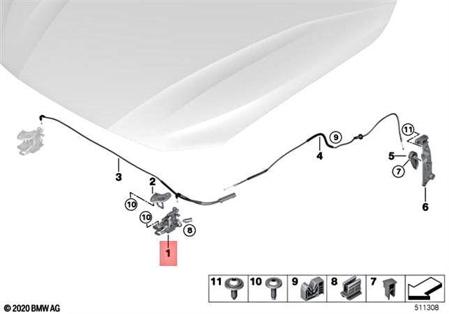Original BMW 1 F40 3 G20 G21 Active Bonnet Hood Lock FGS Left Side ...