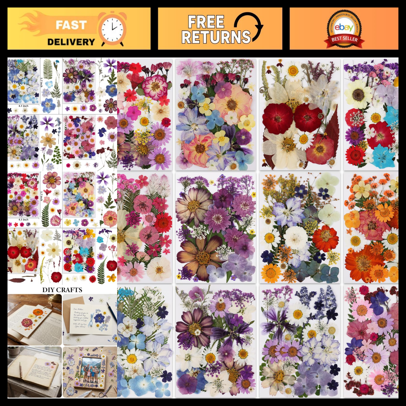 420 Pcs Natural Dried Pressed Flowers for Resin Art, Craft Supplies ...