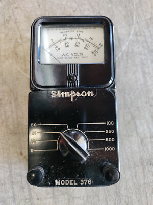 Vintage Simpson Electric Co. A.C. Voltmeter Model 376 1000 OHMS Per ...