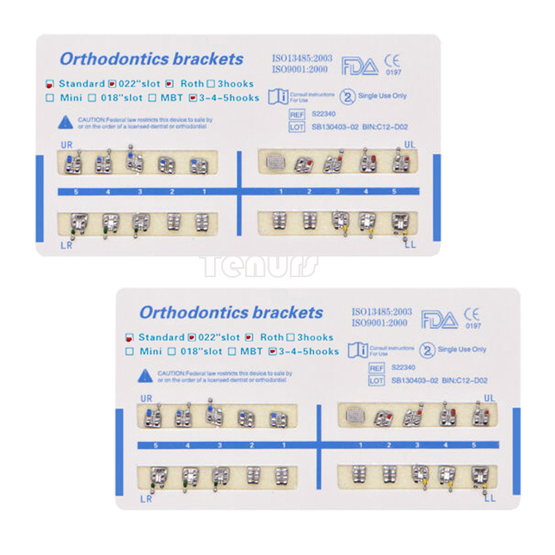 10packs Blue Dental Orthodontic standard Roth 022 Hook 345 Metal Braces ...