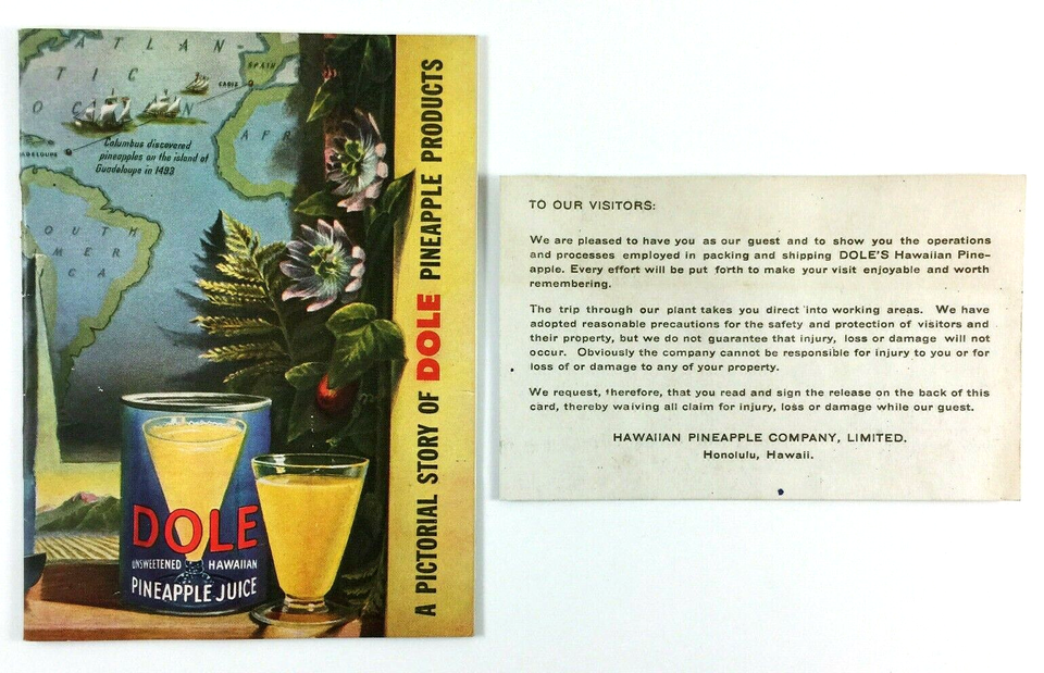 Dole Hawaiian Pineapple Facility Visitors Card And Booklet Honolulu ...