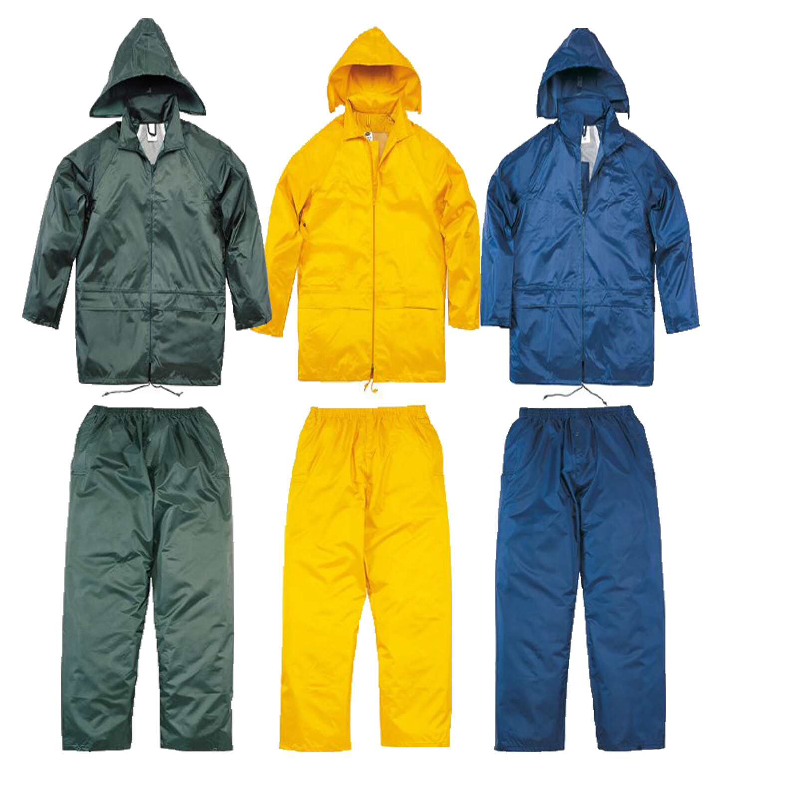 DeltaPlus Waterproof Rain Suit Set PVC Jacket Trousers Overalls Hooded ...