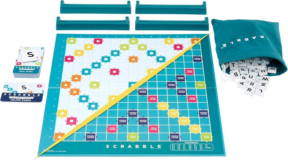Educational Scrabble Board Game - 2-4 Players, 50 Goal Cards for ...